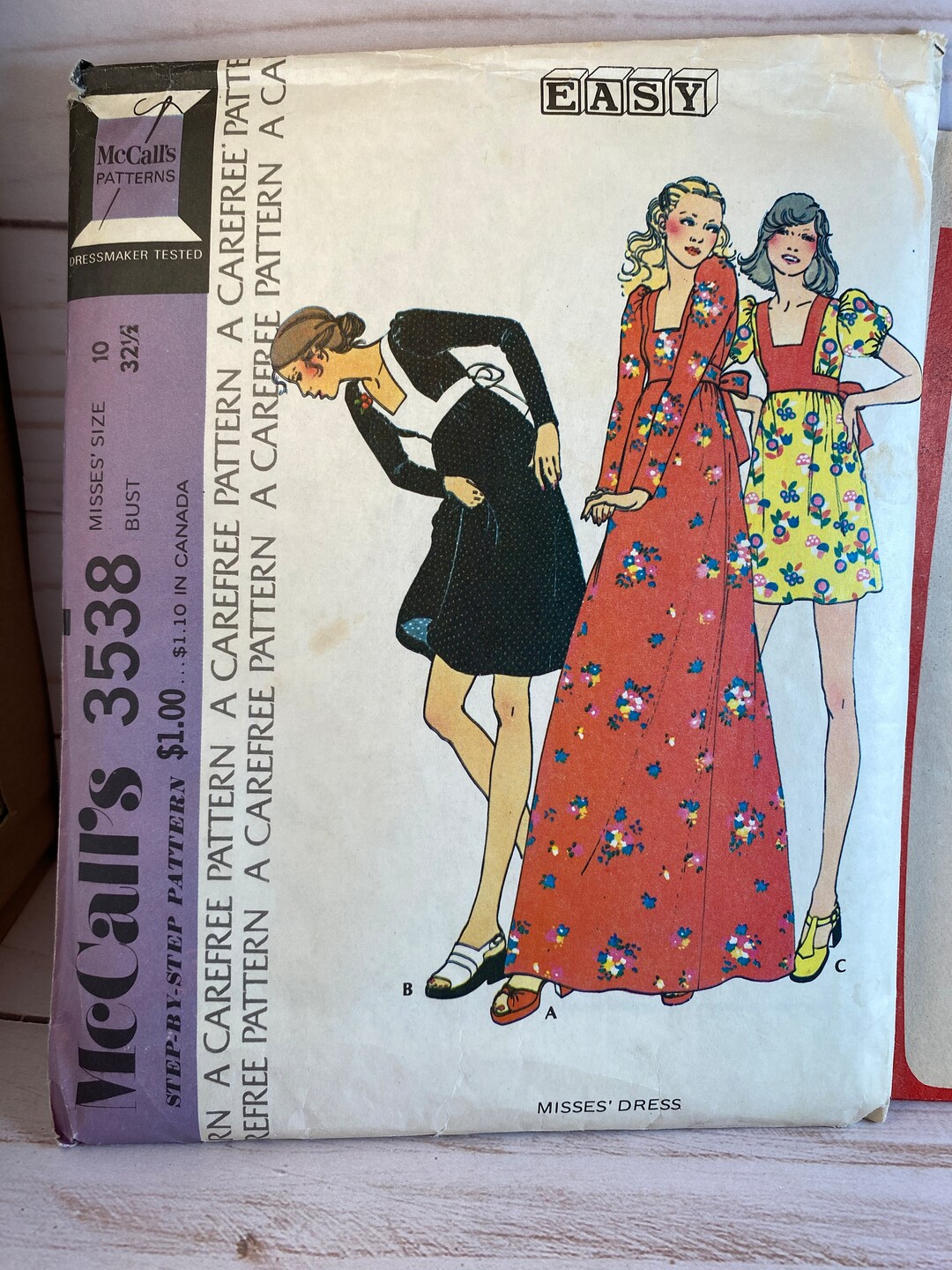 70s Misses Dress, Mccall's 3538, Puff Sleeves, Mini Dress, Length ...