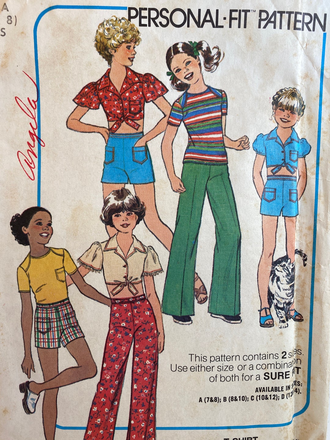 70's Girl's T Shirt, Simplicity 8050, Sewing Pattern, Stretch Knits ...