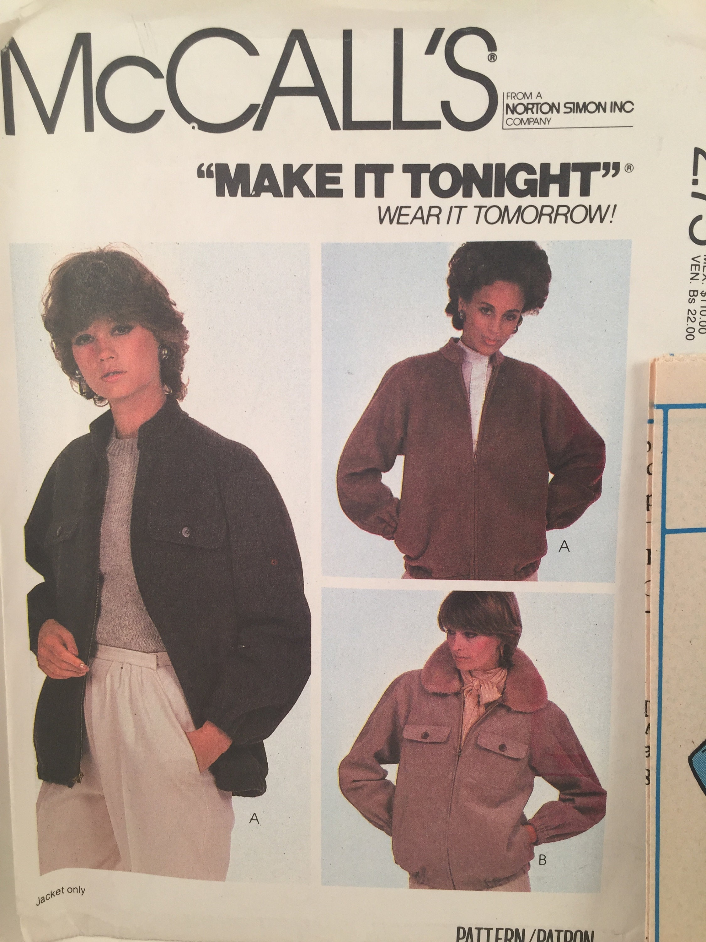 80s Raglan Sleeve Jacket Sewing Pattern Mccall's 7742 (misses Small) - Etsy
