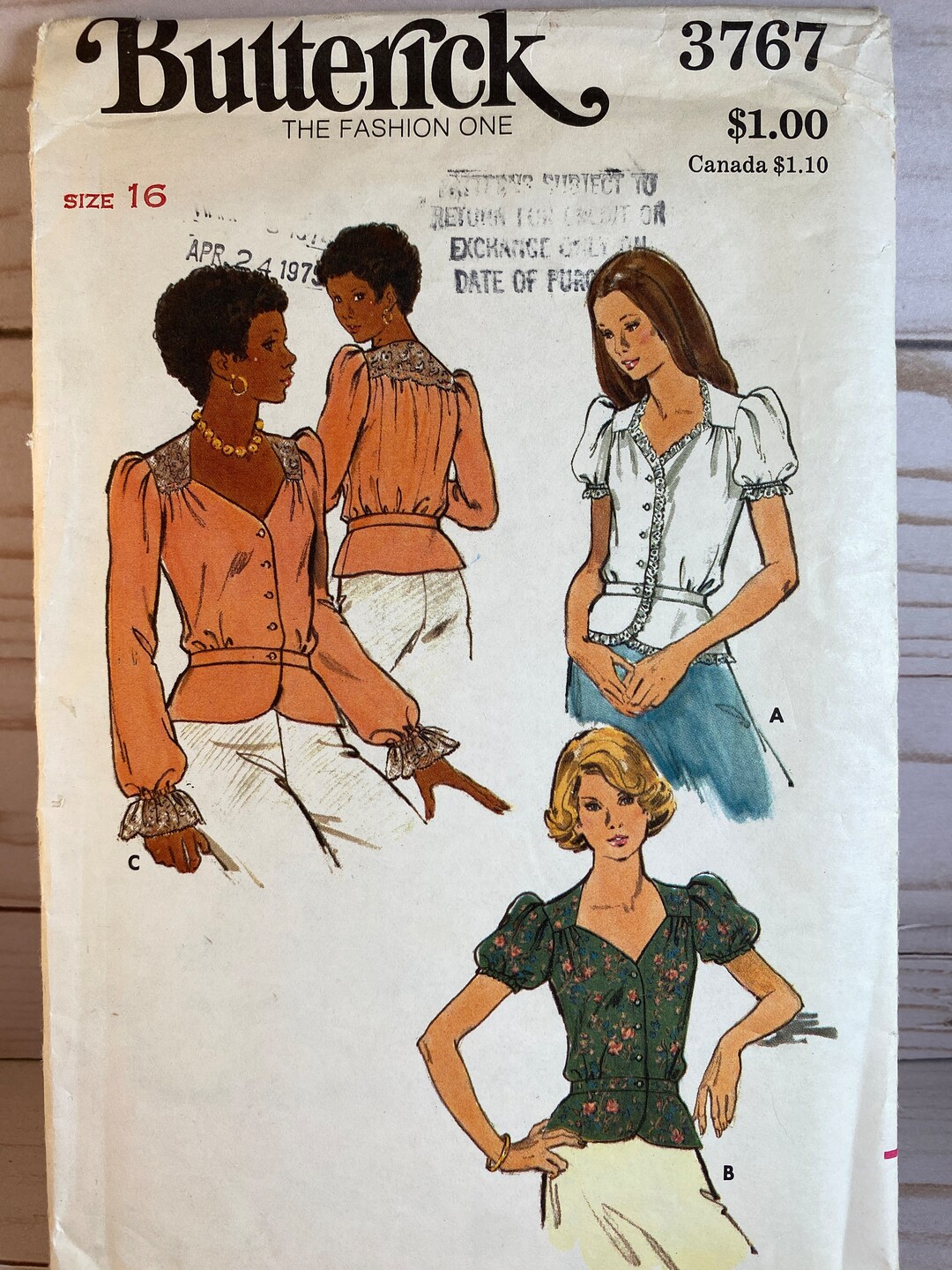 80s Misses Blouses, Butterick 3767, Sewing Pattern, - Etsy