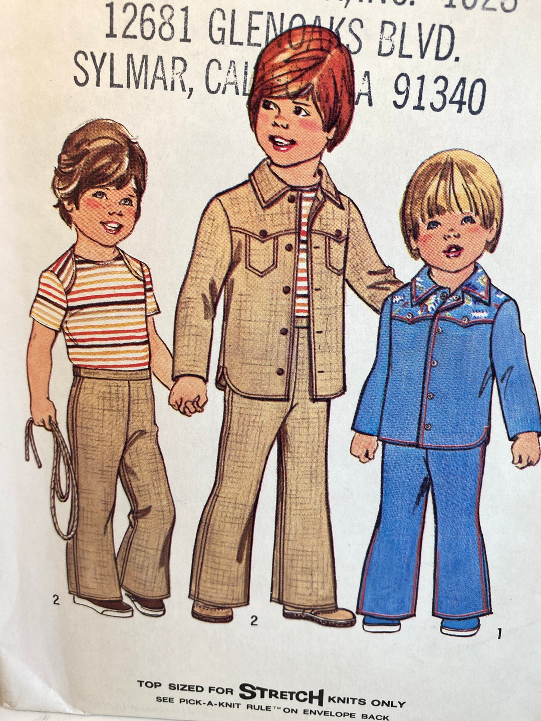 70s Boy's Bell Bottom Pants Sewing Pattern: Simplicity 7411, Child Size ...