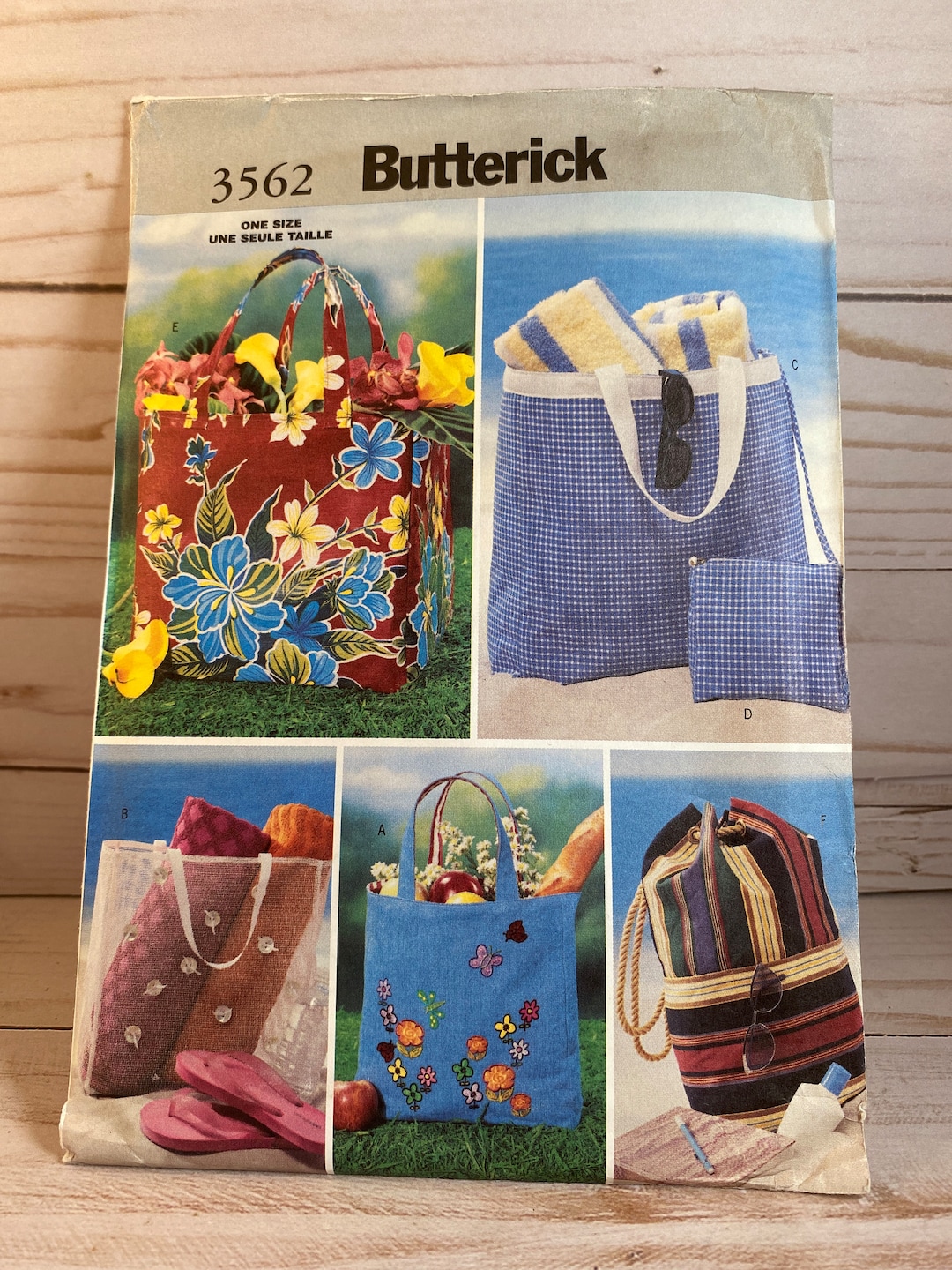 Beach Bag, Tote Bag, Groceries Bag, Butterick 3562, Sewing Pattern ...