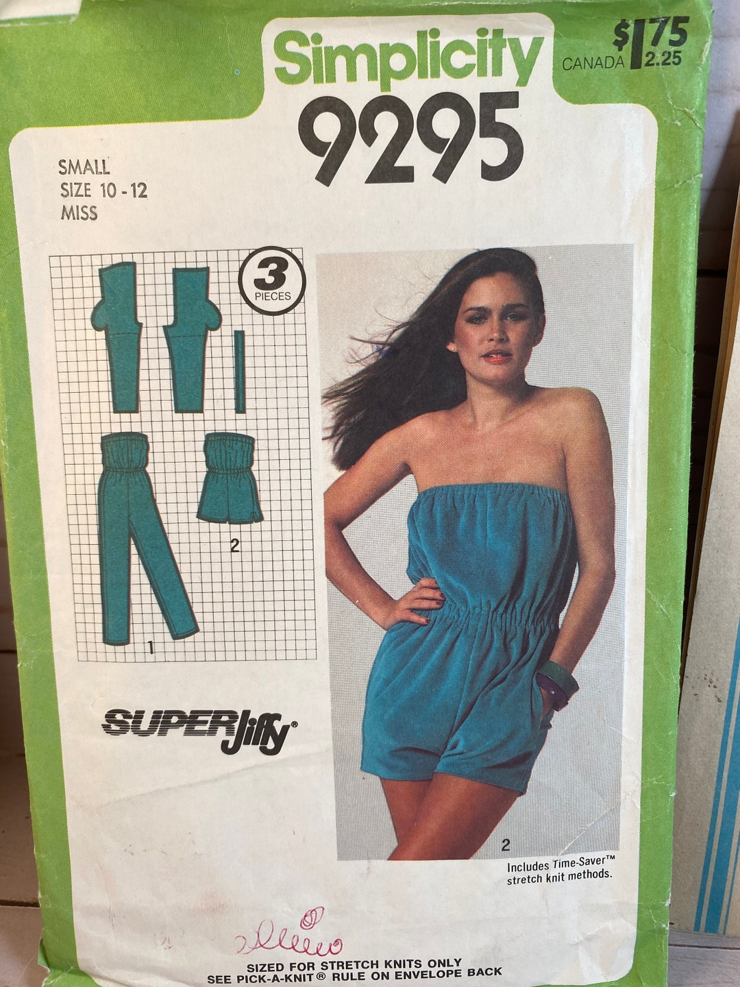 70s Simplicity 9295, Sewing Pattern, Misses Super Jiffy, Romper, Two Lengths, Stretch Knits, Top ...