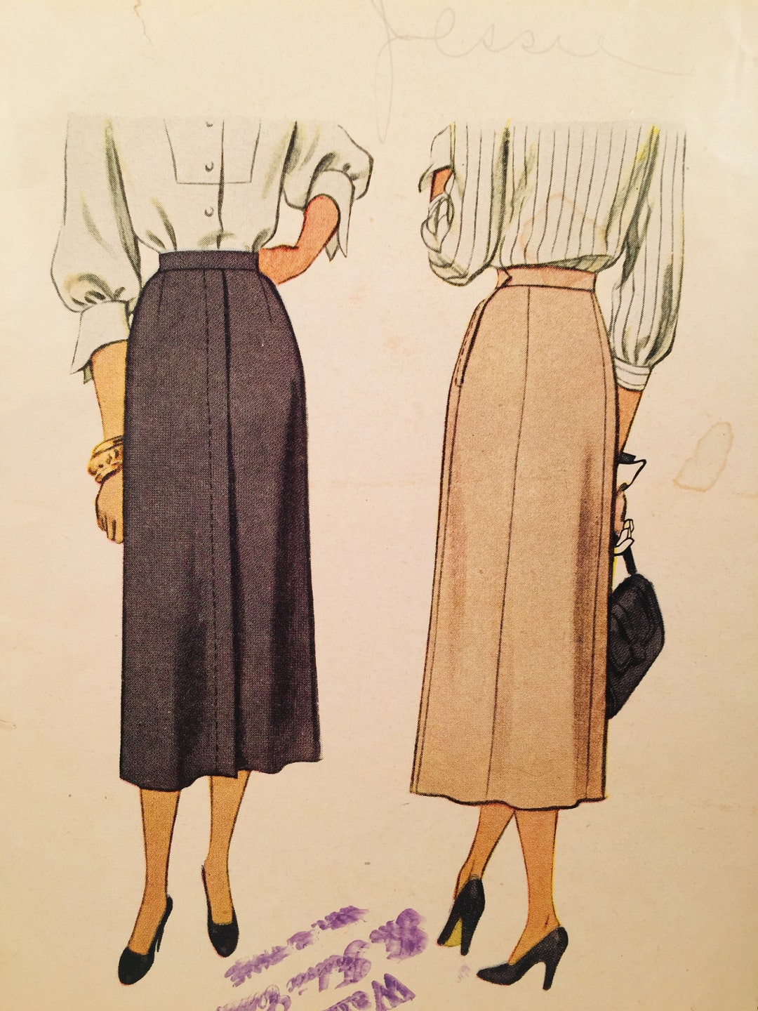 1940s Mccall's Skirt Sewing Pattern: Slim Panel, 24 Inch Waist - Etsy