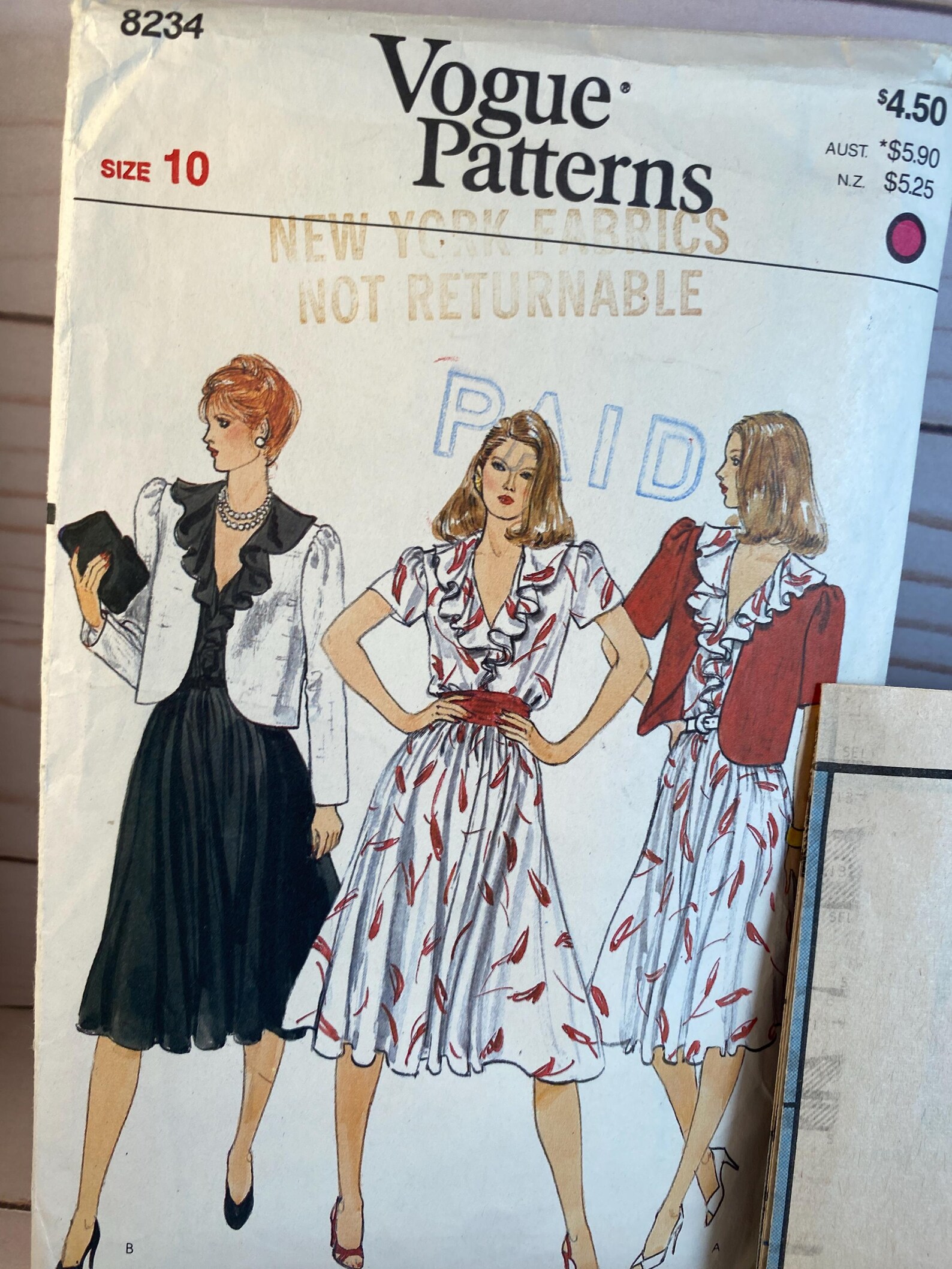 Vogue 8234 Sewing Pattern: 80s Dress and Jacket, Size 10 - Etsy