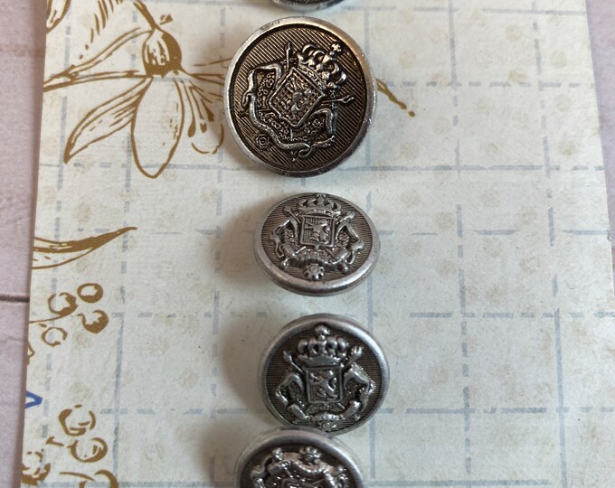 Silver Crown Shank Buttons, Half Inch Buttons, Silver Embossed Crown ...