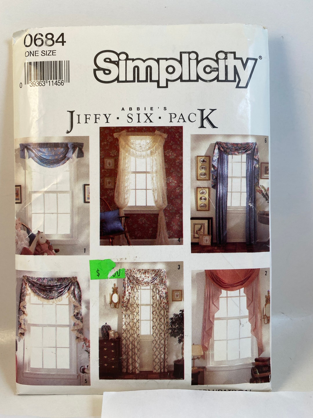Window Valances, Simplicity 0684 Sewing Pattern, Jiffy Six Pack, Window ...