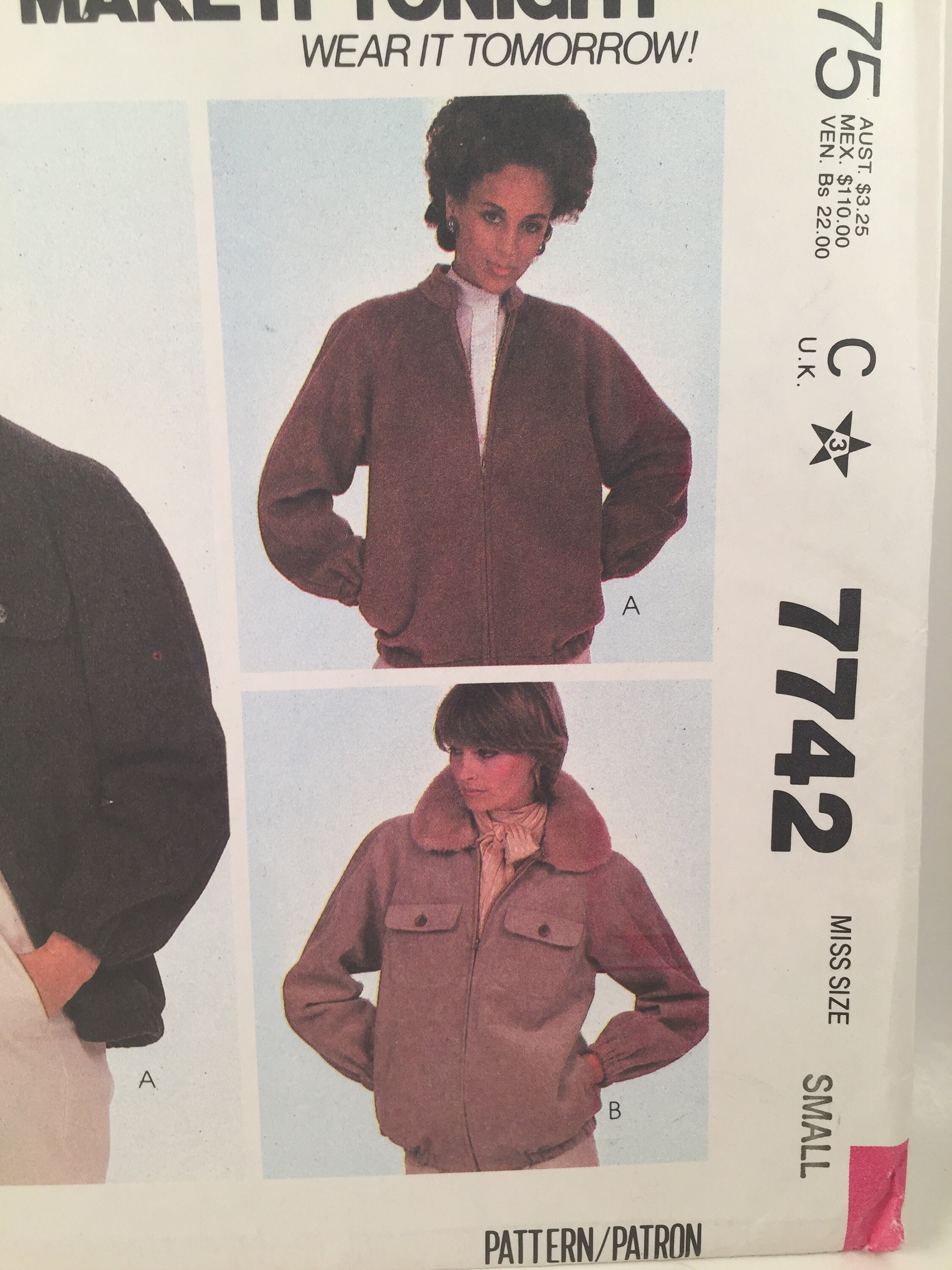 80s Raglan Sleeve Jacket Sewing Pattern Mccall's 7742 (misses Small) - Etsy
