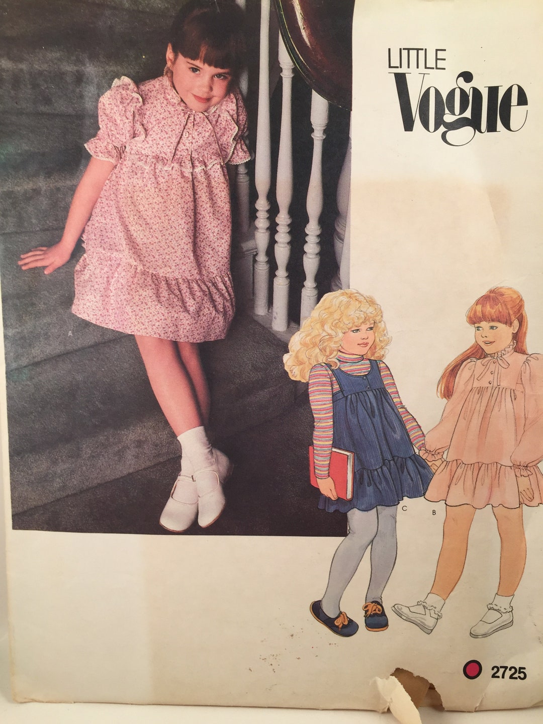 60s Girls Dress, Little Vogue 2725, Sewing Pattern, Pullover Dress ...