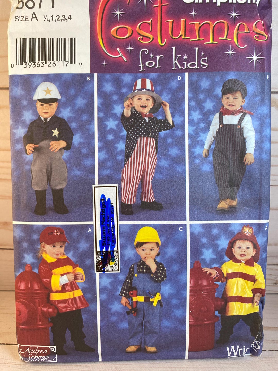 Simplicity 5871, Sewing Pattern, Costumes for Kids, Policeman, Fireman ...
