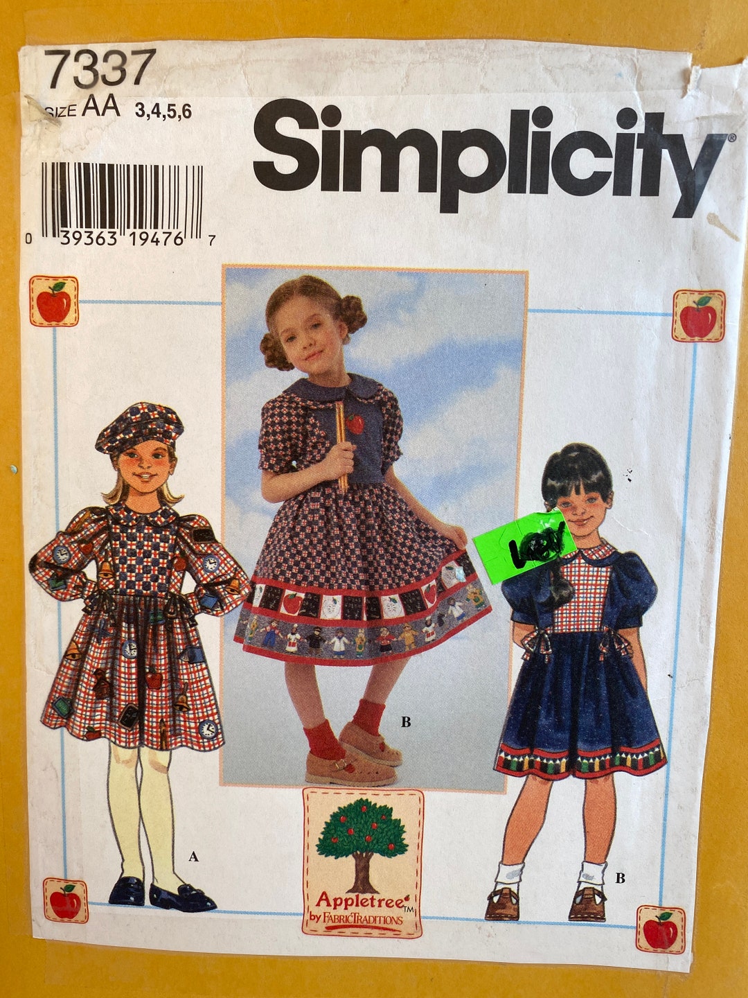 Girl's Dress, Hat, Simplicity 7337, Sewing Pattern, Apple Tree Fabric ...