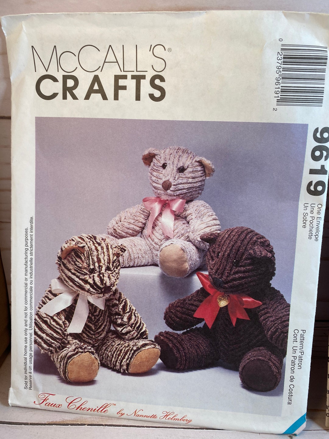 Soft Sculptured Stuffed Bear, Mccall's 6907 Crafts, Sewing Pattern ...