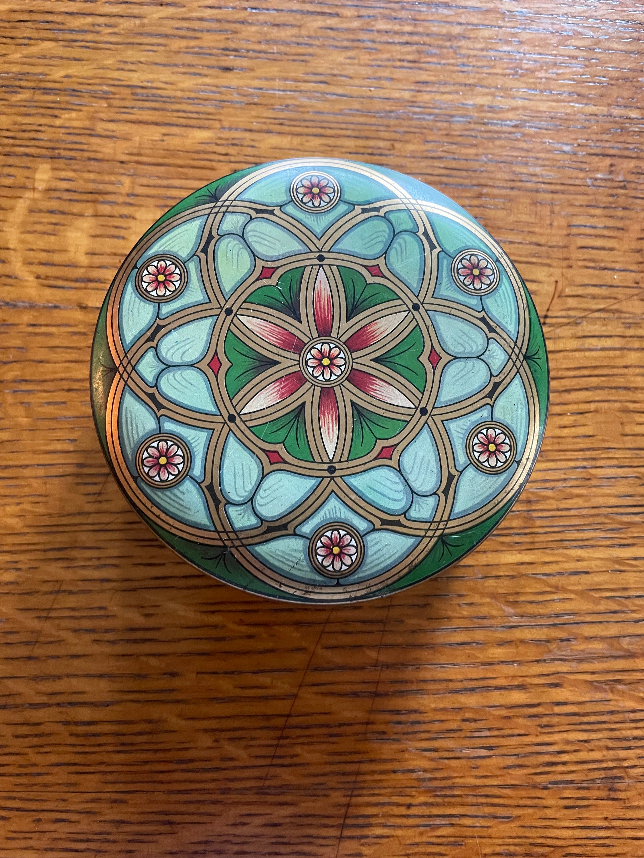 Vintage Collectible Tin Container. Meister Candy Tin Green Floral ...