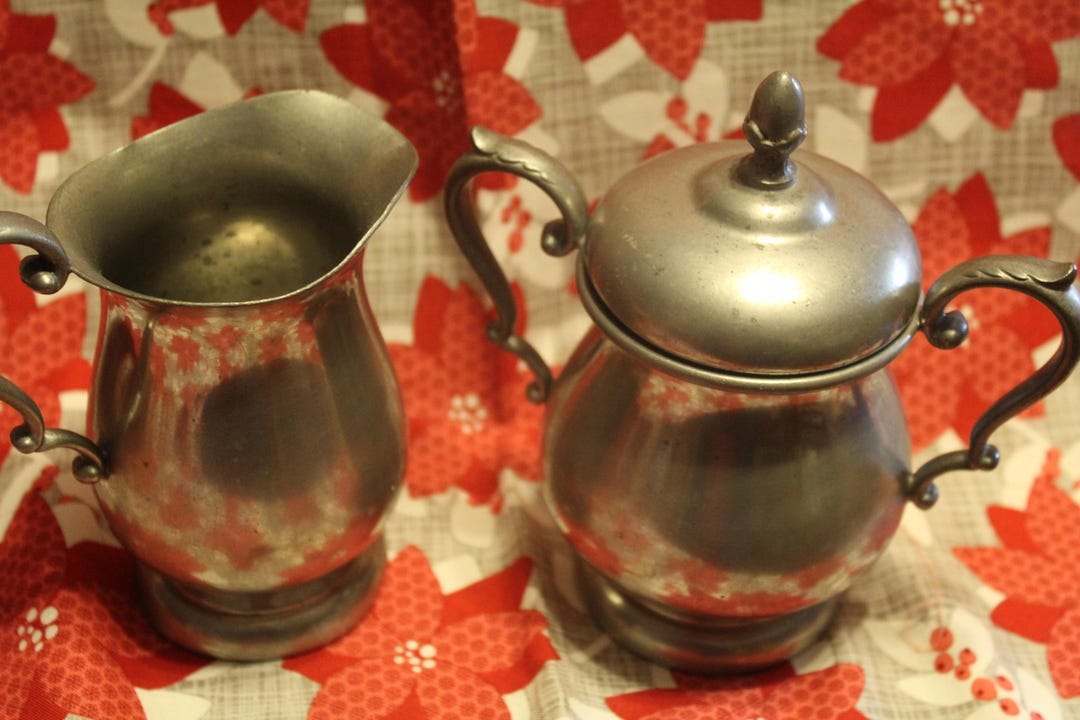 Vintage Preisner Pewter Sugar and Creamer Set - Etsy