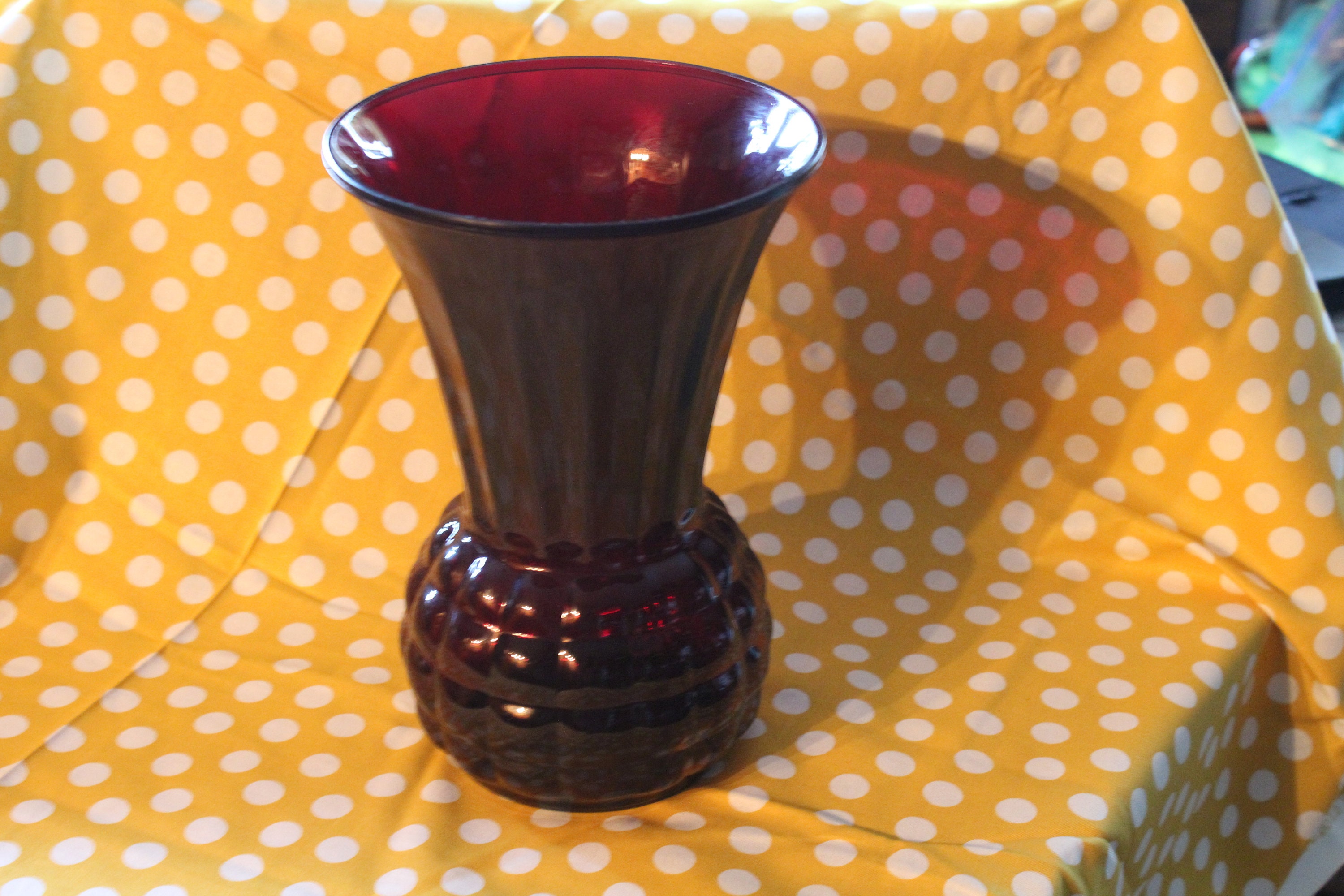 Vintage Mid Century Anchor Hocking Royal Ruby Red Pineapple Glass Vase ...