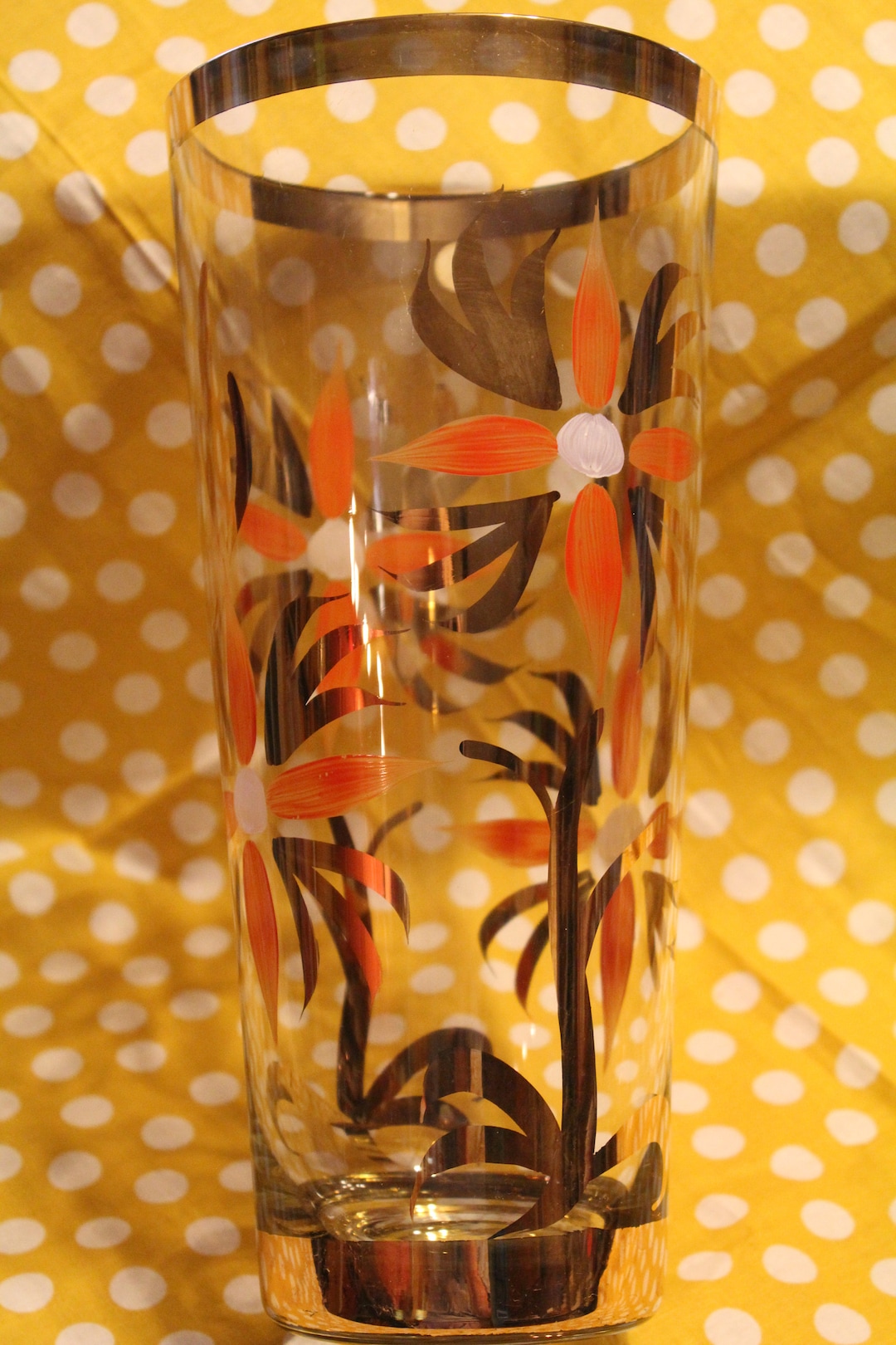 11" Tall Gold Romania, Retro Banded Vase, Romanian Glass Vase - Etsy