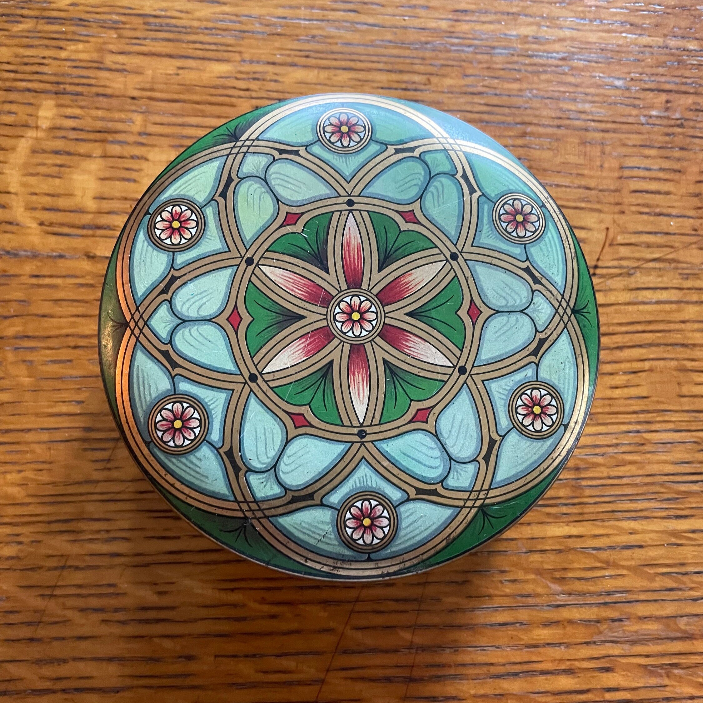 Vintage Collectible Tin Container. Meister Candy Tin Green Floral ...