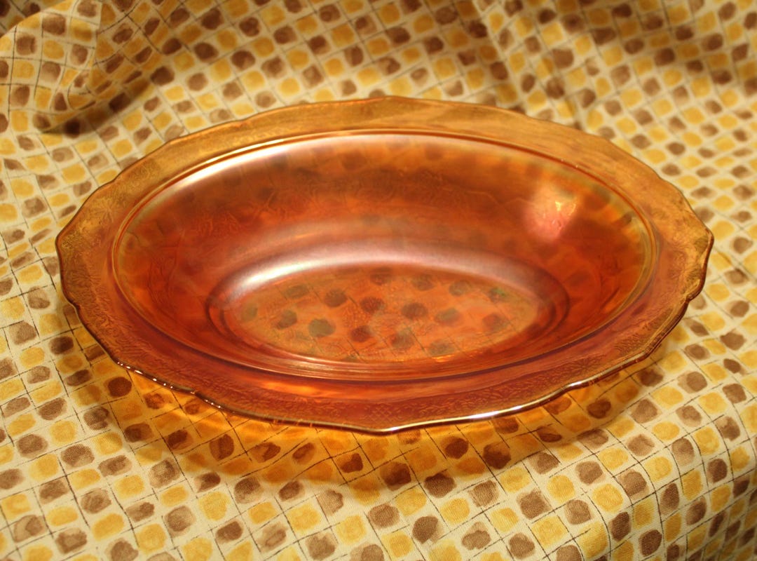 Depression Era Indiana Carnival Glass Oval Platter/dish, Amber ...