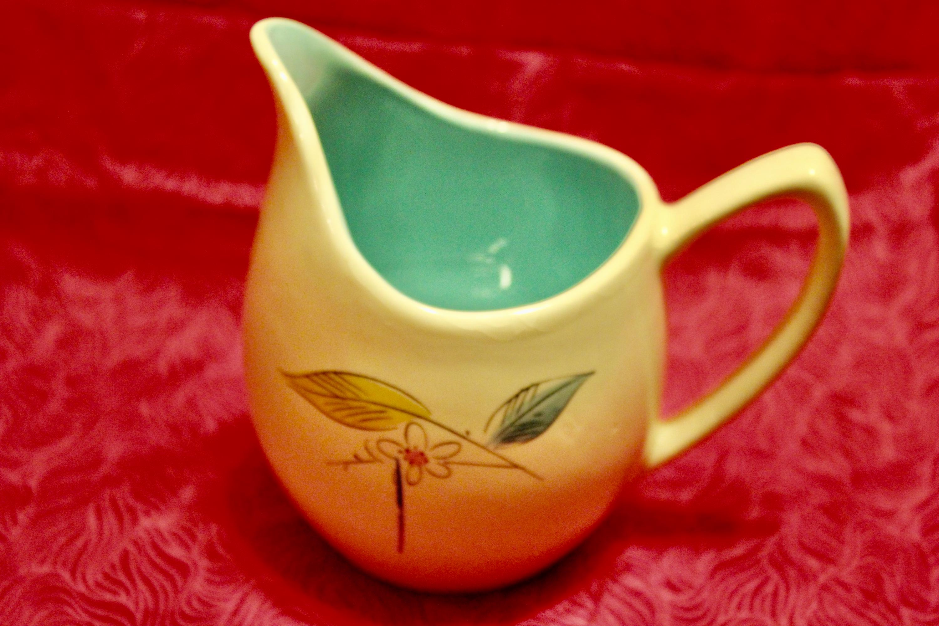Vintage Salem Biscayne Ovenproof Creamer, Teal Colors & Floral Pattern ...