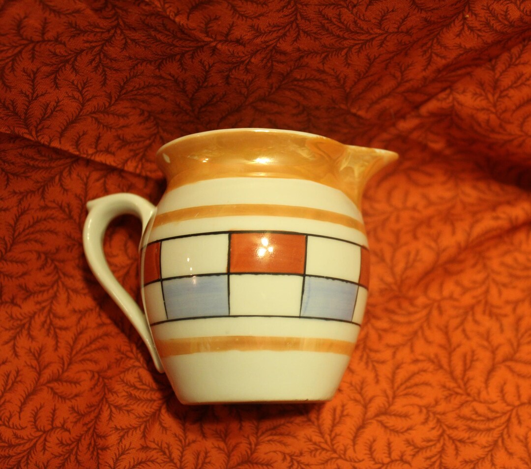 Vintage Kampf Czechoslovakian Luster Ware Creamer in Geometric Pattern ...