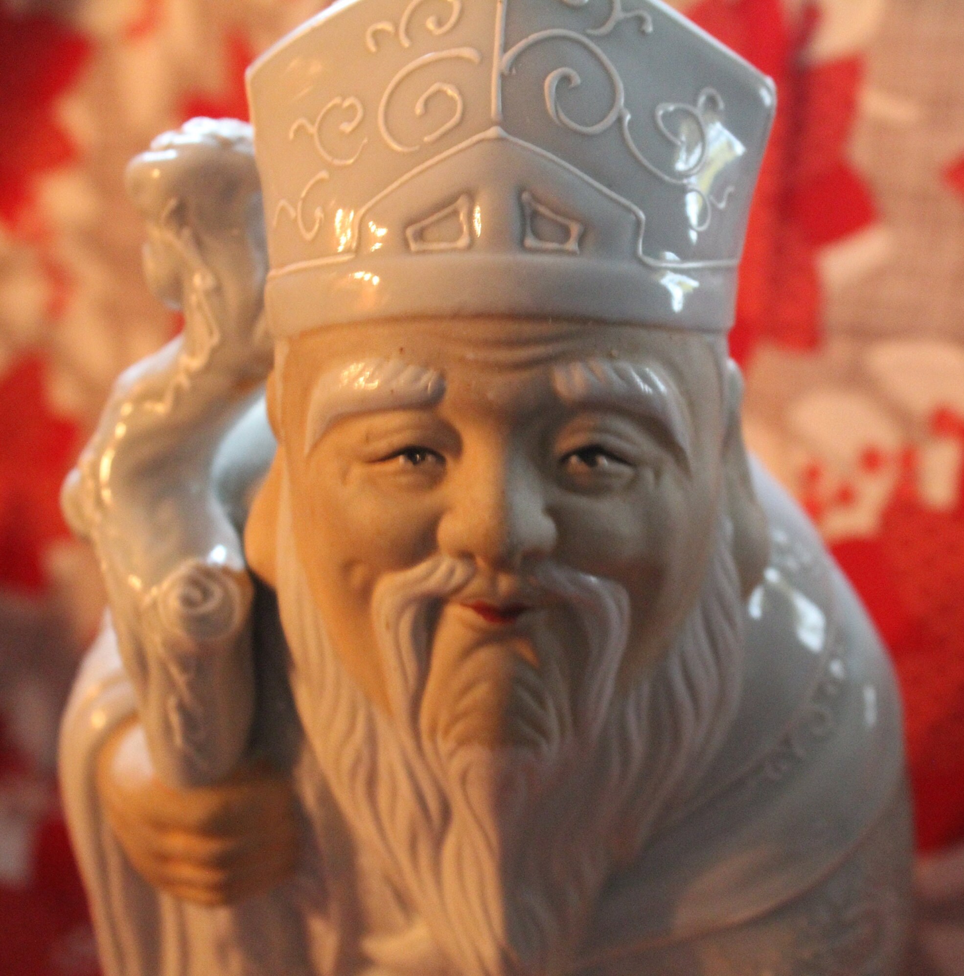 Vintage Ceramic Asian Wise Man Figure With Walking Cane - Etsy