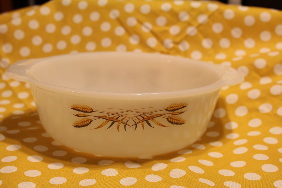 Vintage Anchor Hocking Fire King #447 1.5 Quart Casserole Dish Wheat ...