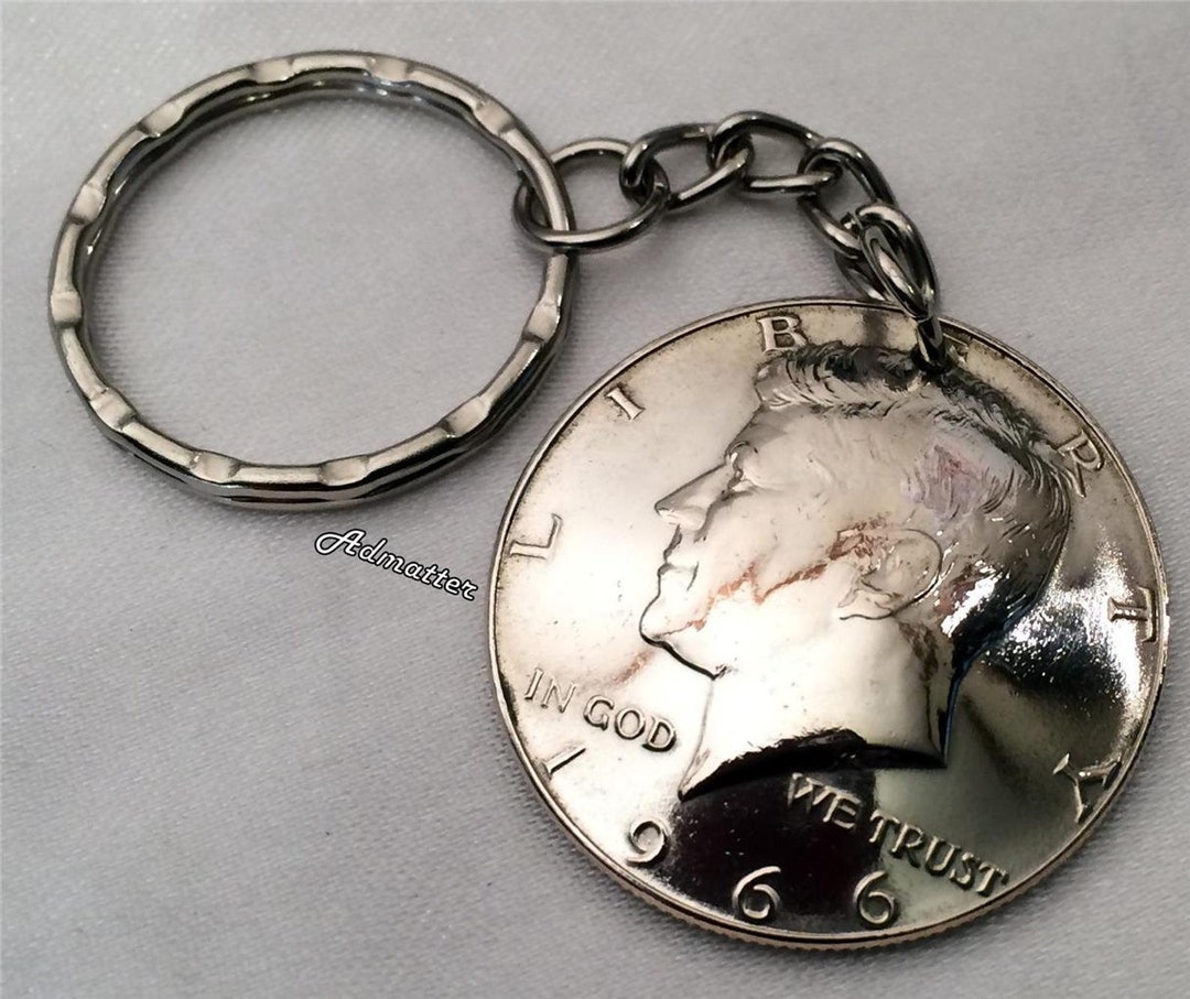 1964 SILVER Half Dollar Key-chain! Birthday Gift for Men or Women 90% ...