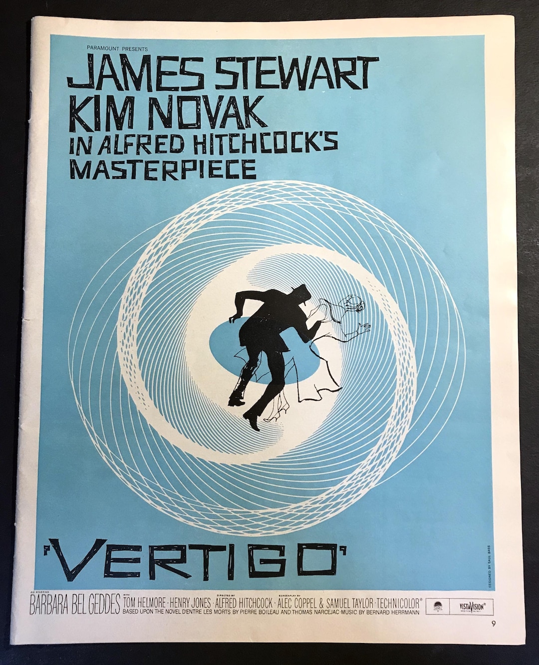 1958 VERTIGO Ad Insanely Rare BLUE Alfred Hitchcock Full Page Movie ...