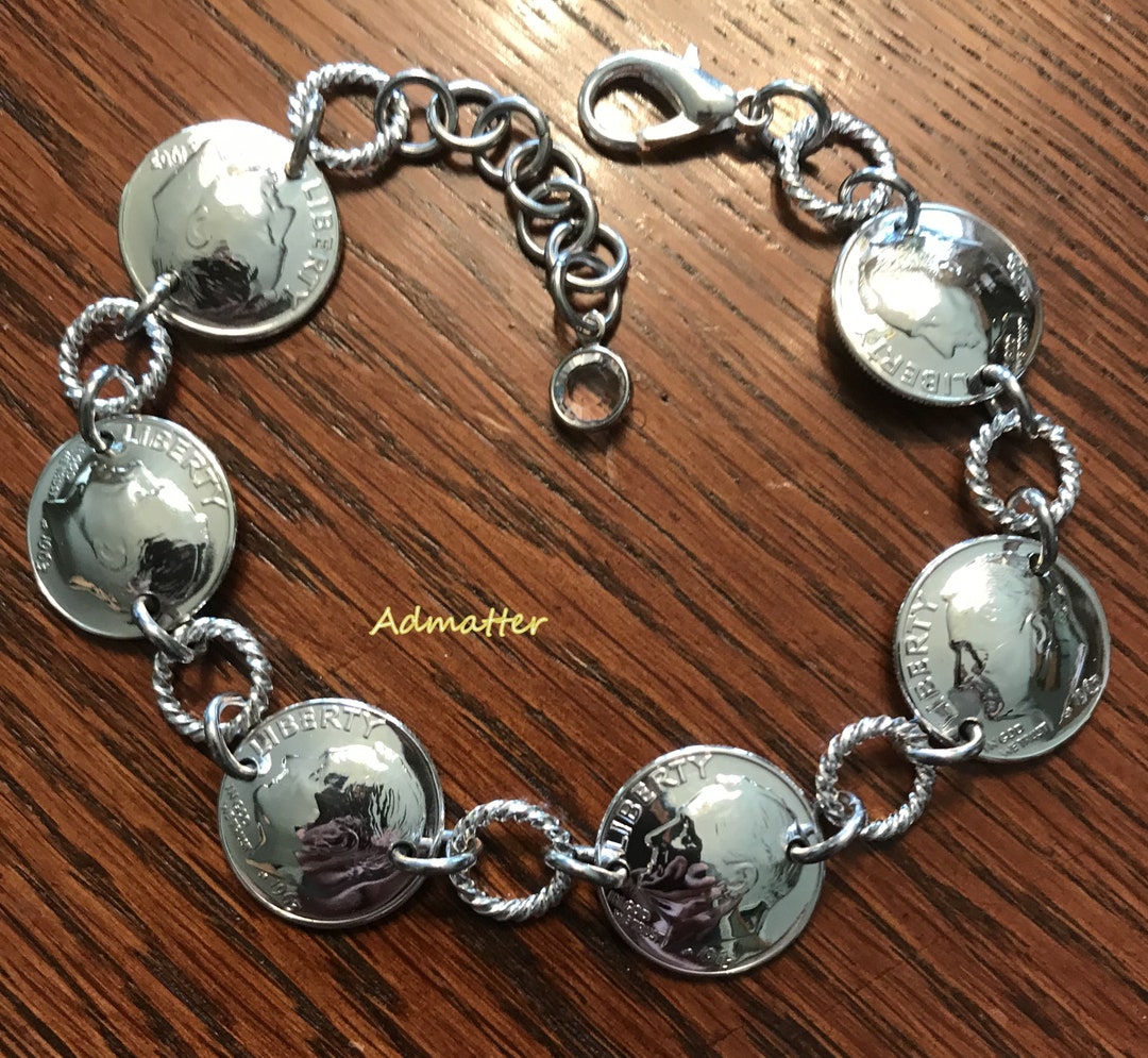 1963 Silver Dime Bracelet 60th Birthday 6 Dimes Genuine - Etsy