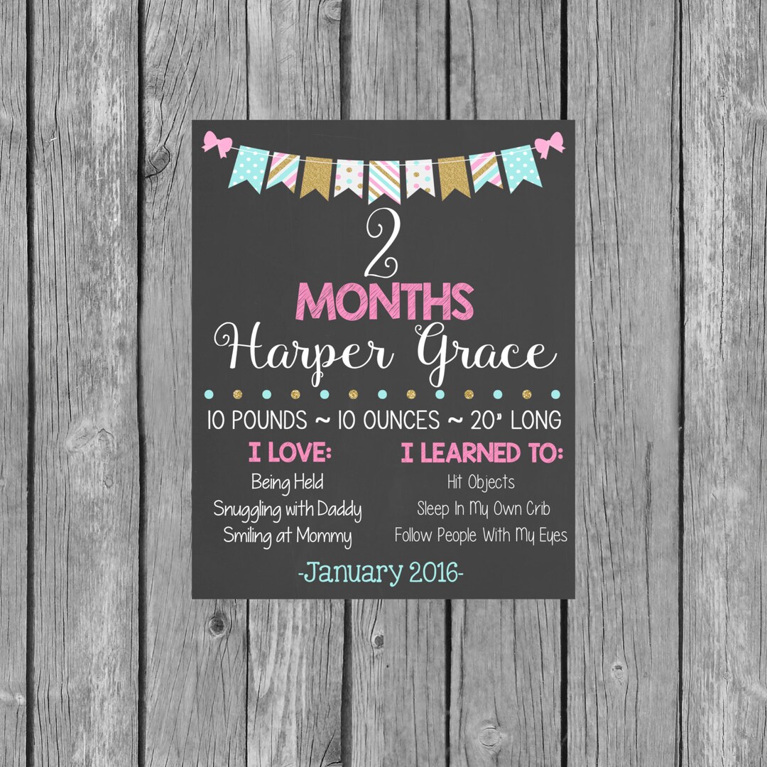 Baby's First Year Monthly Personalized Chalkboard Printables-set of 12 ...