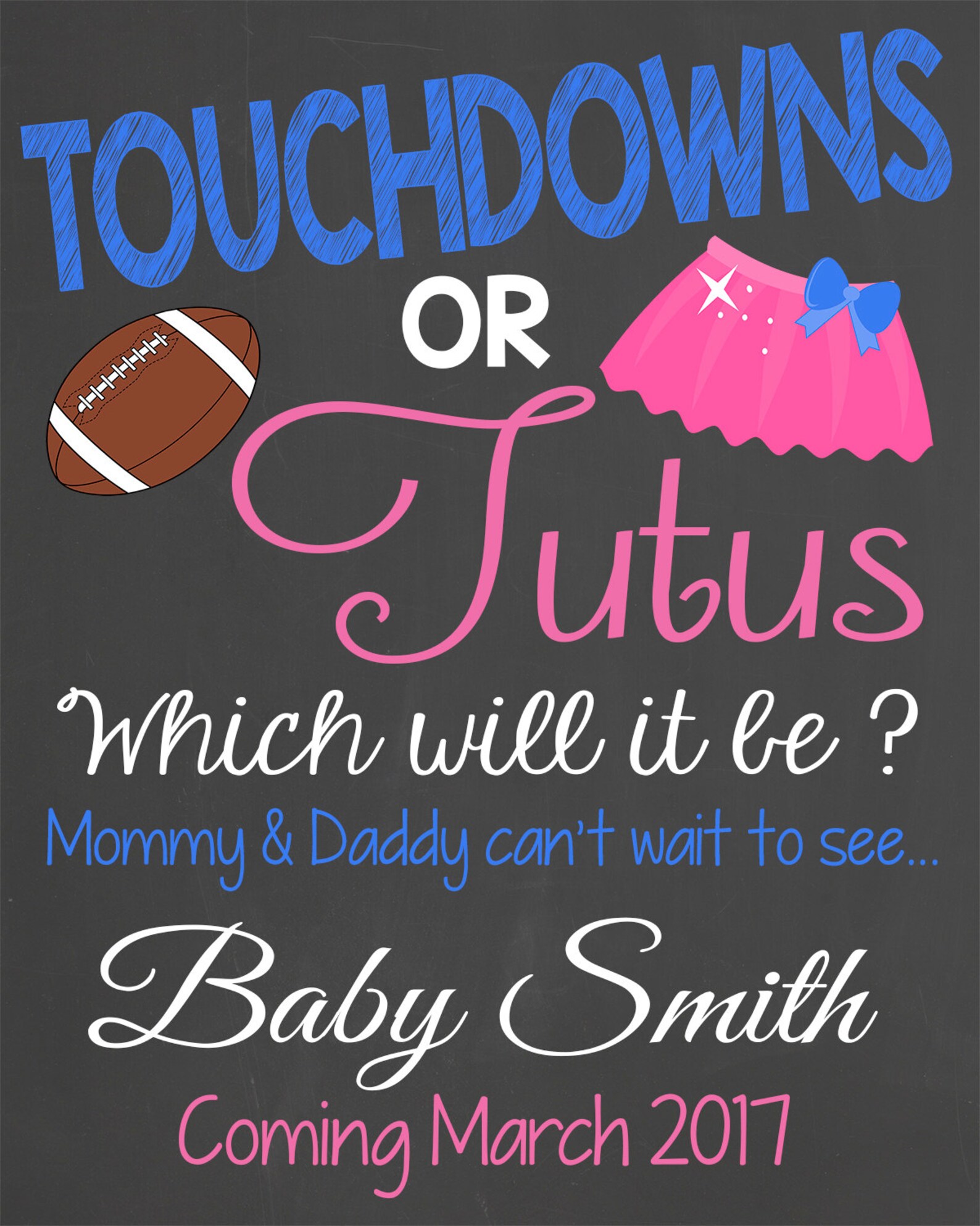 Touchdown or Tutus Which Will It Be Pregnancy Announcement - Etsy