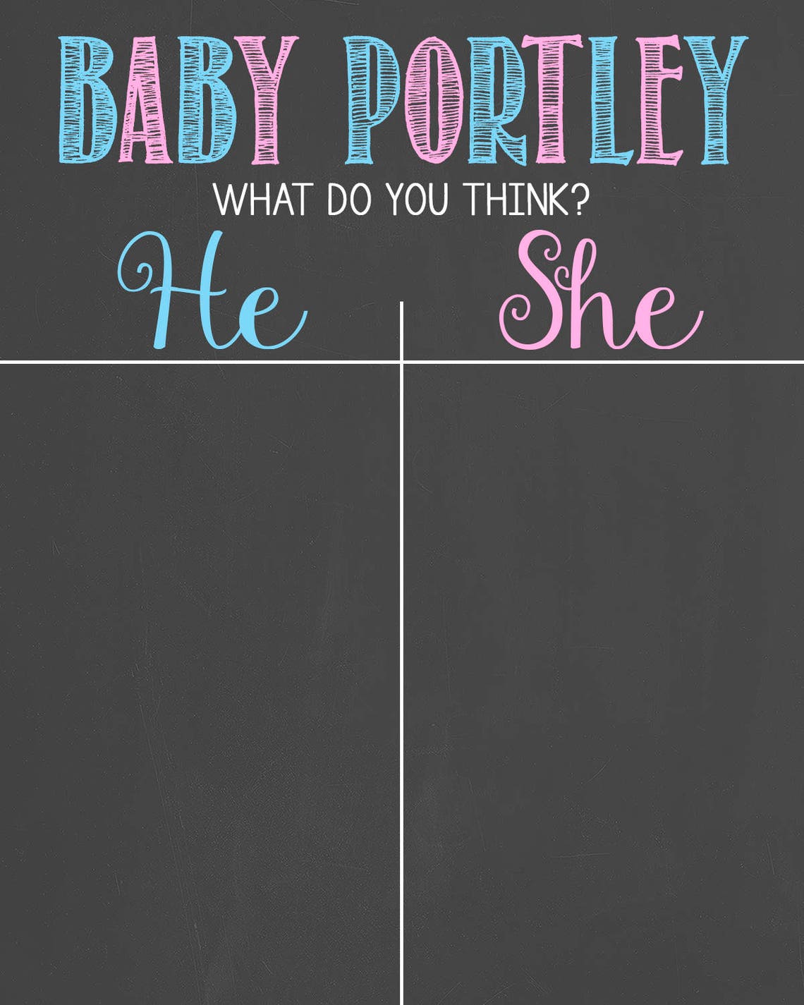 Gender Reveal Guest Voting Chalkboard Printable File - Etsy