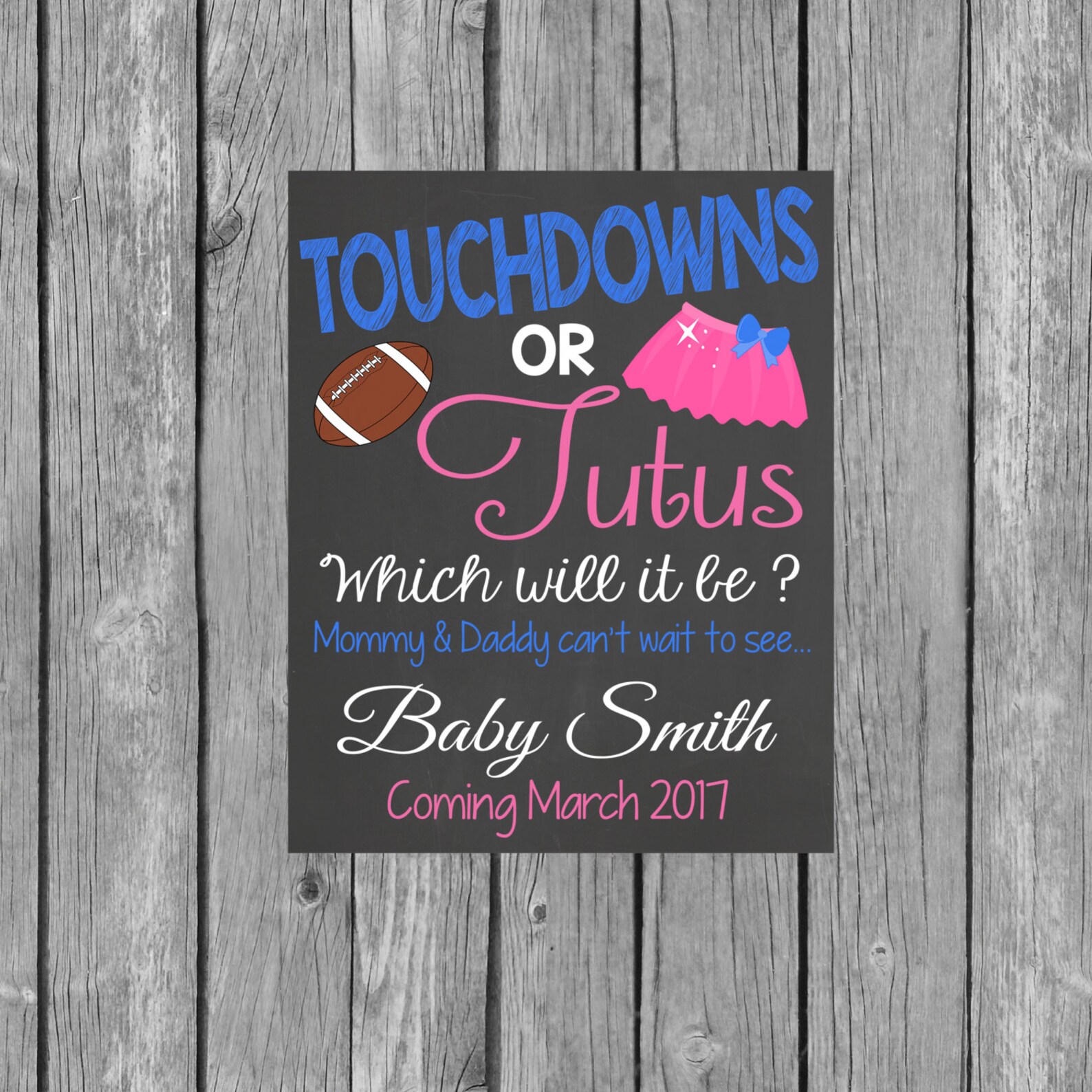 Touchdown or Tutus Which Will It Be Pregnancy Announcement - Etsy