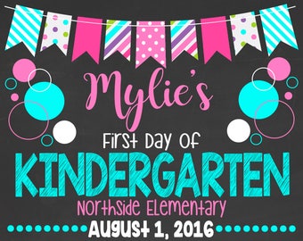 First Day of School Chalkboard Poster First Day of Kindergarten Back to ...