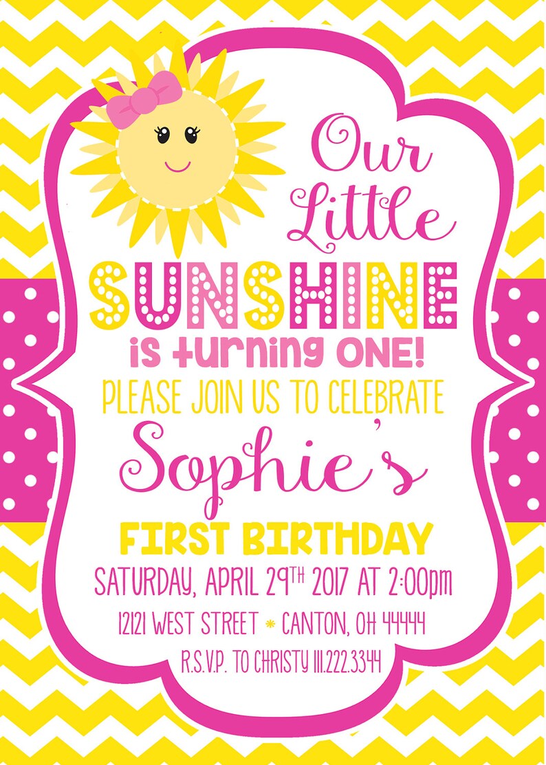Our Little Sunshine Birthday Invite Sunshine Birthday Party | Etsy