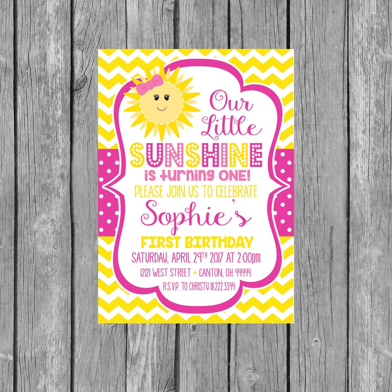 Our Little Sunshine Birthday Invite Sunshine Birthday Party - Etsy
