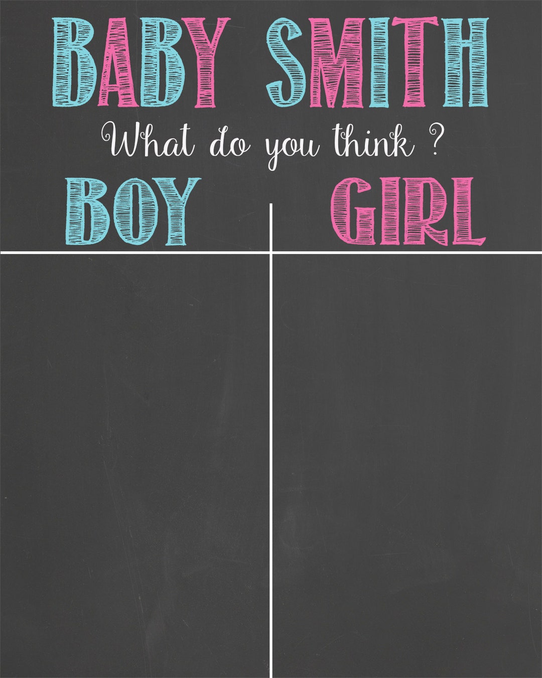Gender Prediction Printable Personalized Chalkboard // Cast Your Vote ...