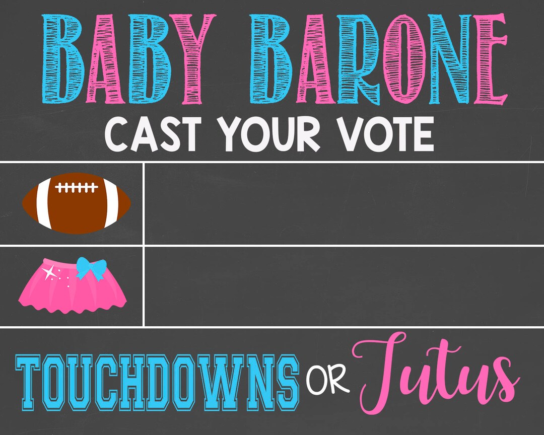 TOUCHDOWN OR TUTUS Score Board Gender Prediction Printable Personalized ...