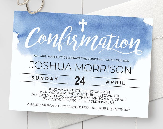 Editable Confirmation Invitation, Printable Confirmation Template, Girl ...