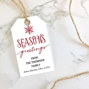 Printable Christmas Tags - Season's Greetings Gift Tags - Editable ...