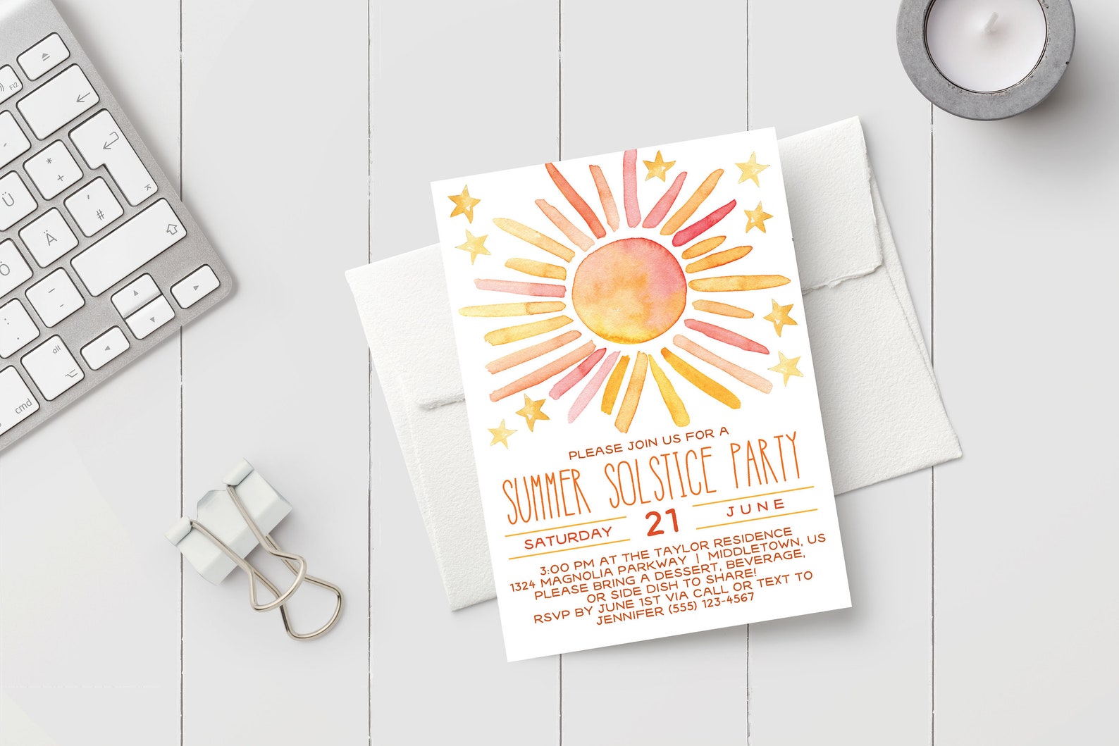 Printable Summer Solstice Party Invitation Sun & Stars | Etsy