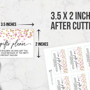 Printable No Gifts Invitation Insert Pink Hearts Editable Printable ...