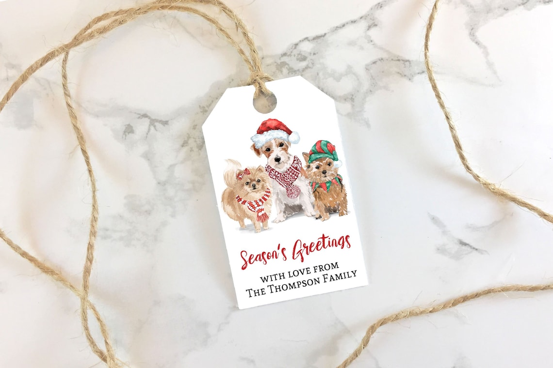 Printable Christmas Tags Christmas Dogs Gift Tags Editable | Etsy