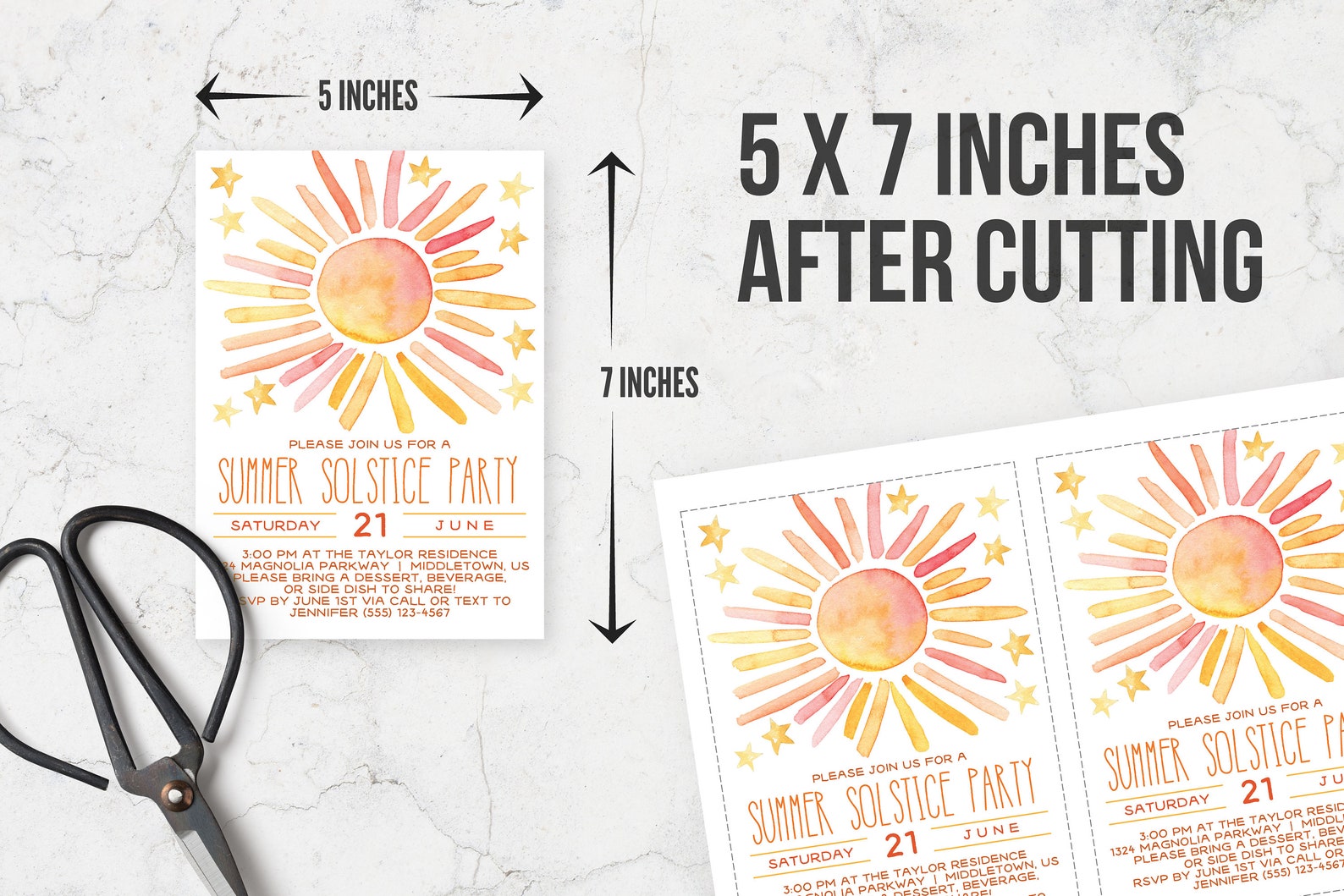 Printable Summer Solstice Party Invitation Sun & Stars | Etsy