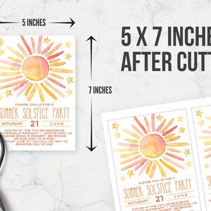 Printable Summer Solstice Party Invitation Sun & Stars Solstice Party ...