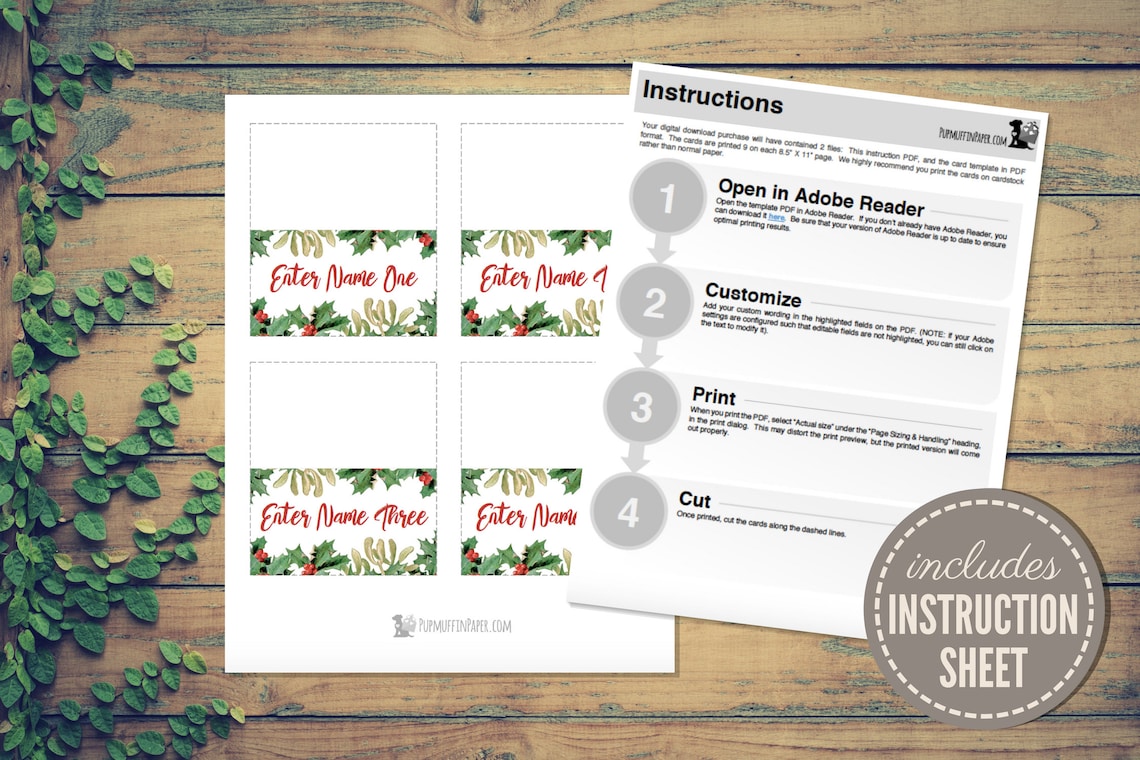 Printable Christmas Place Cards - Holiday Place Cards - Editable ...