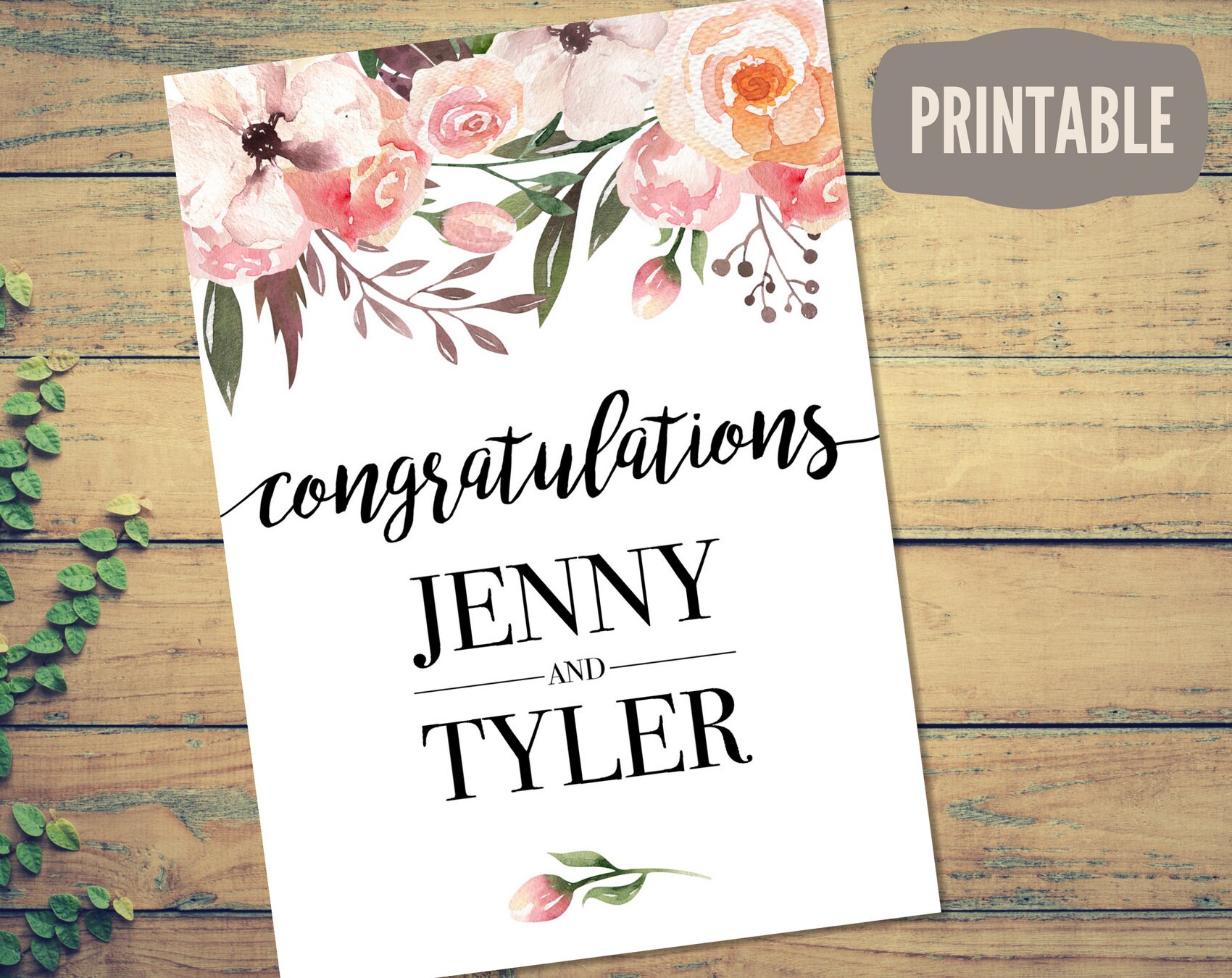 Printable Personalized Wedding Card Instant Download - Etsy