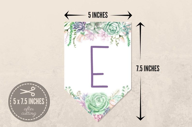 Printable Banner Template Watercolor Succulents Editable - Etsy