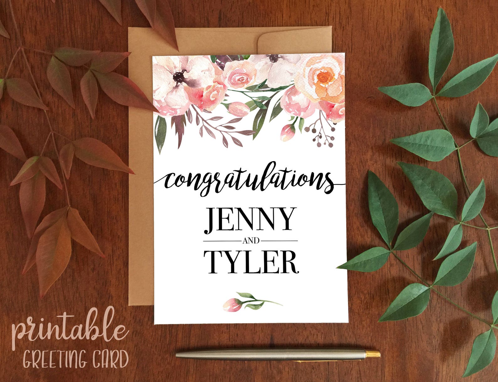 Printable Personalized Wedding Card Instant Download - Etsy