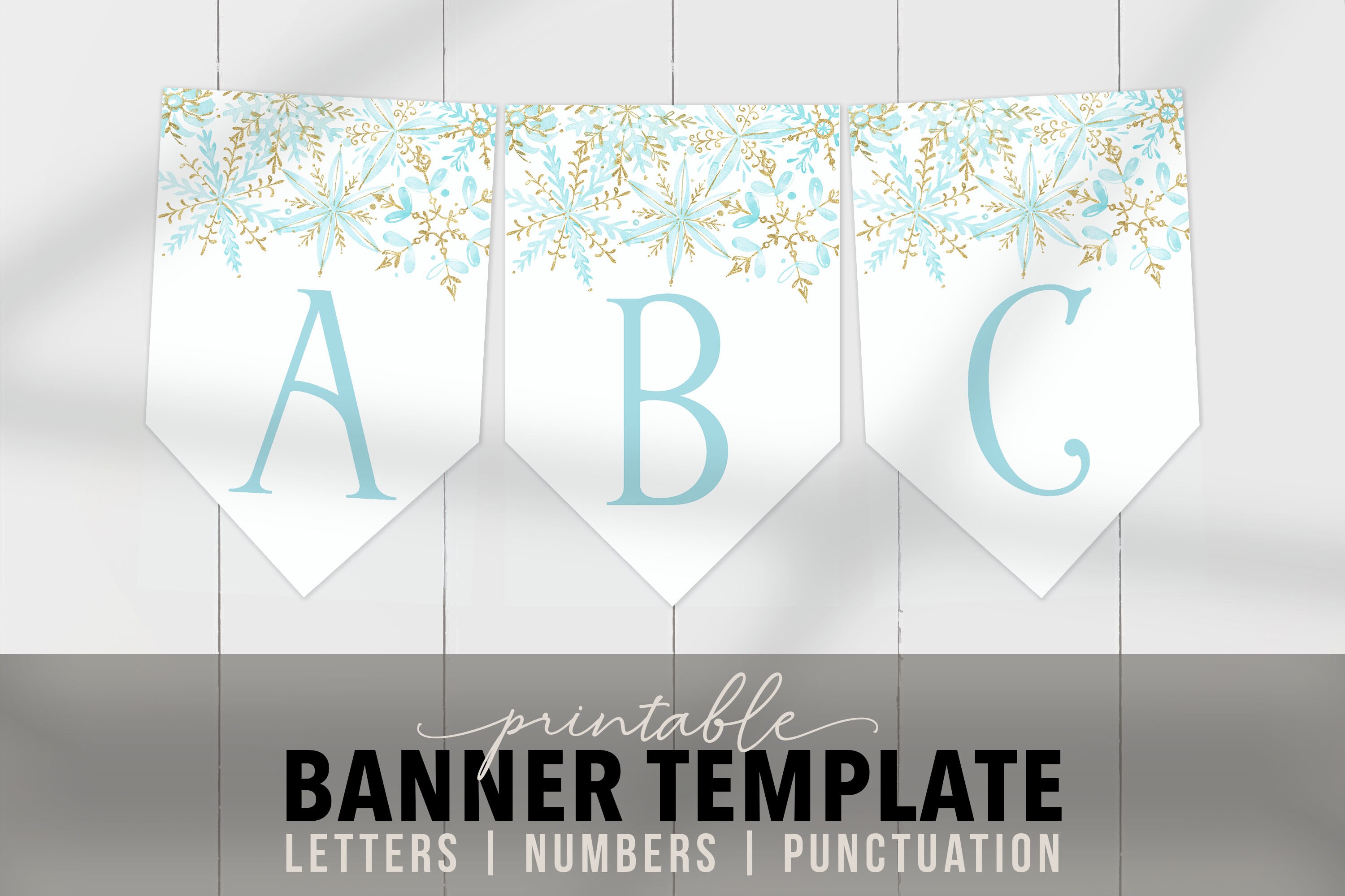 Printable Blue Snow Banner Template Editable Banner Flags | Etsy